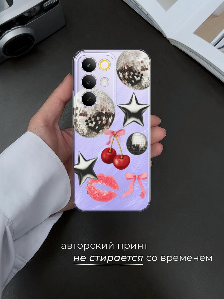 Чехол на Realme C85 Pro / Реалми C85 Про с принтом Стильная подборка, прозрачный — фото 1
