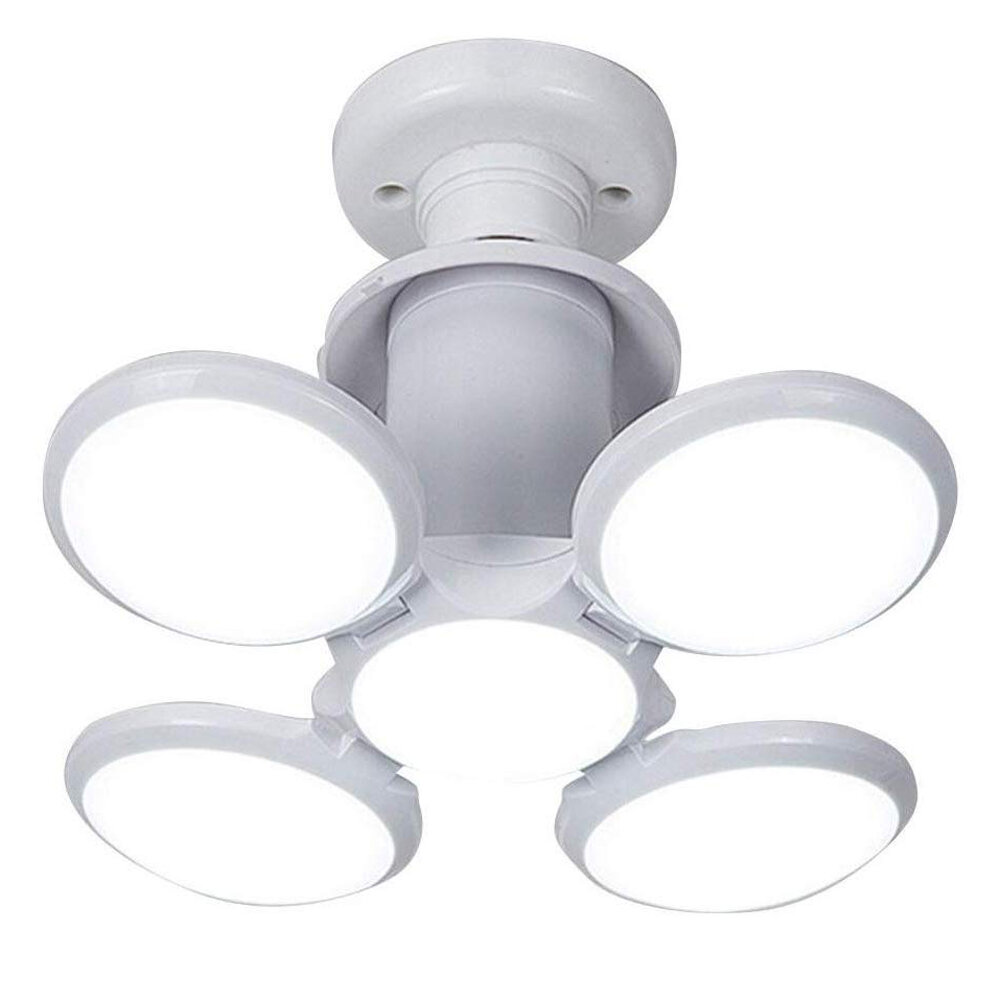 LED Garage Lights Deformable 40W 120pcs 85-265V 50/60Hz 4500lm 6500K E26/E27 IP44 360 degrees ABS PP PC White 18.9*18.9*15.0cm unfolded 11.2*11.2*15.0cm folded 234g 1 piece for Workshop Living Room Workbench Warehouse Basement Ceiling Daylight