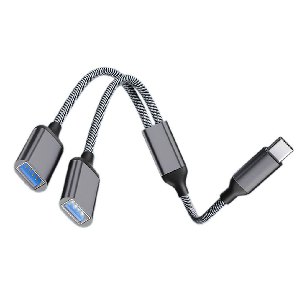 Адаптер Type C в 2 USB, Серый