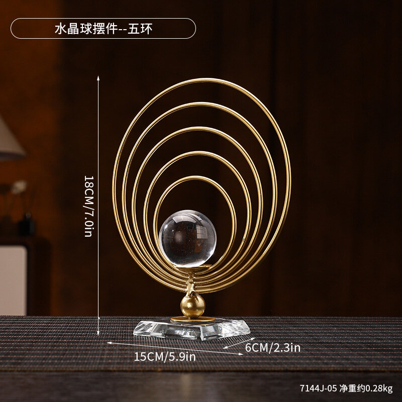 Европейский декоративный предмет из кованого железа с хрустальным шаром для гостиной и кабинета, настольное украшение, роскошный подарок на праздники и день рождения.