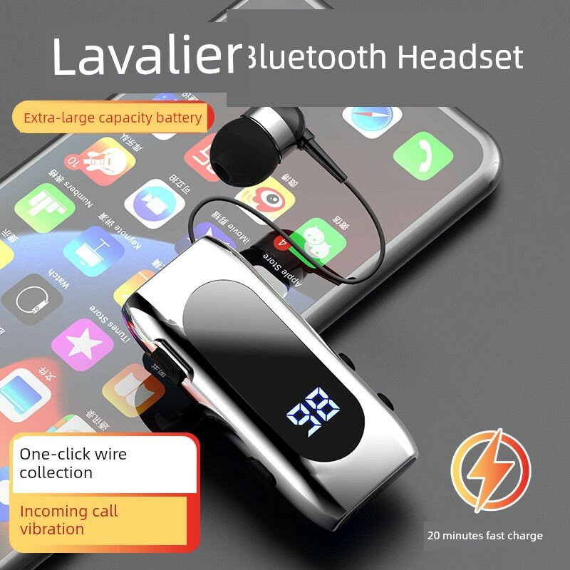 Беспроводные наушники Bluetooth стиль лапел отображение вызова длительная работа батареи модель K55+ Серебристый