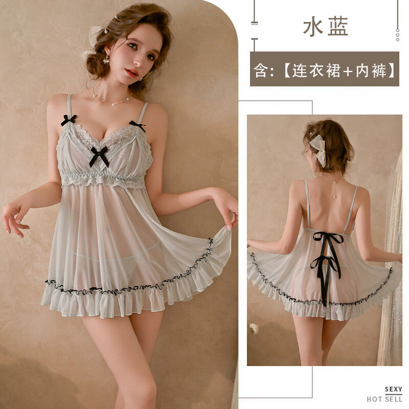 Meiliko Pure Desire Горячая продажа сексуального ночного платья для женщин, кружевное, прозрачное, тонкое, соблазнительное, с бретелями, удобное, дружелюбное к коже домашнее белье 2235