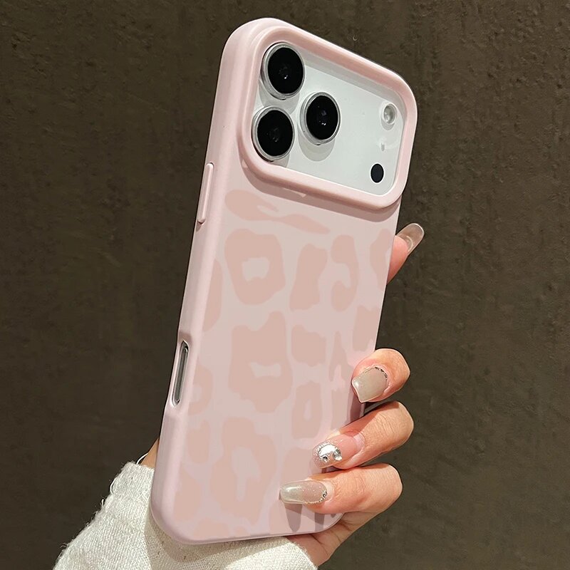 Розовый чехол для iPhone 17 Pro Max с леопардовым принтом