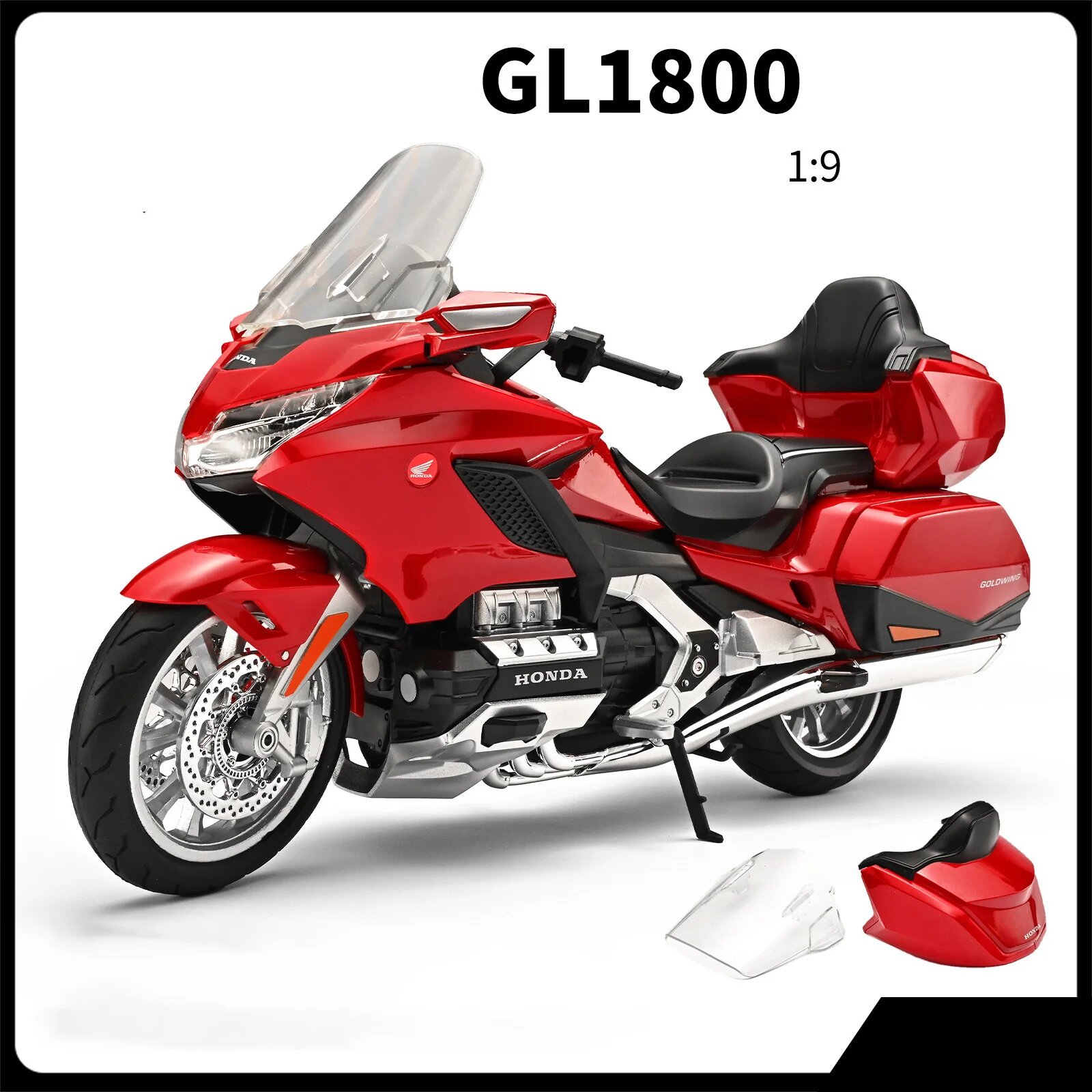 Модель мотоцикла Honda Gold Wing GL1800 1:9 Красный, with Trunk R Foam
