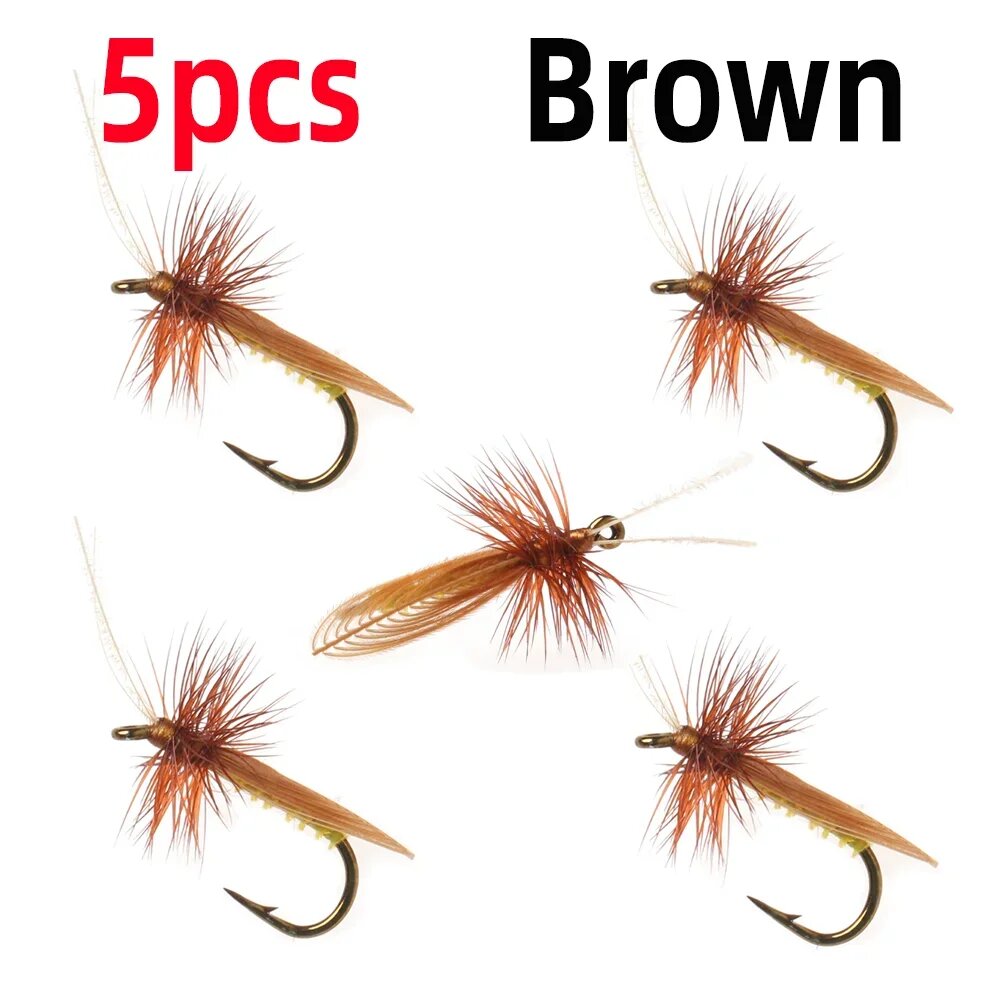 Vampfly искусственные мухи для нахлыста Caddisfly Sedge #14 5pcs Brown