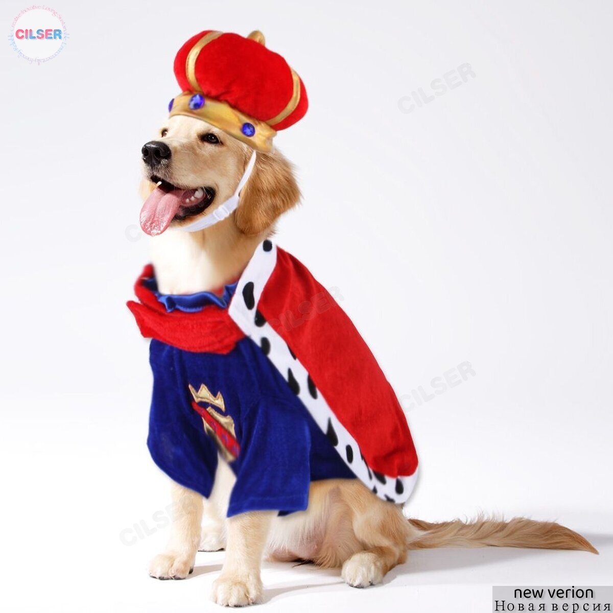 Новогодний наряд для кота королевский костюм для питомцаA