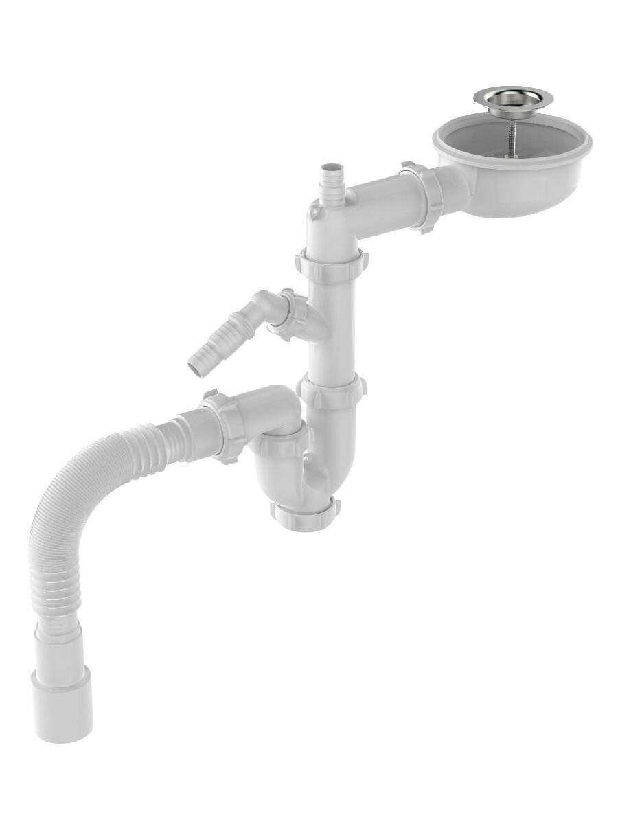 Сифон для раковины плоский под стиральную машину, с металлическая решетка 70 мм, гидрозатвор 40х40/50