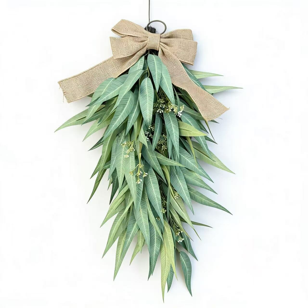 Источник Симуляция Листья ивы Вьющаяся лоза Венок из листьев ивы Горизонтальное висячее украшение из листьев ивы Полукруглая декорация для интерьера и экстерьера