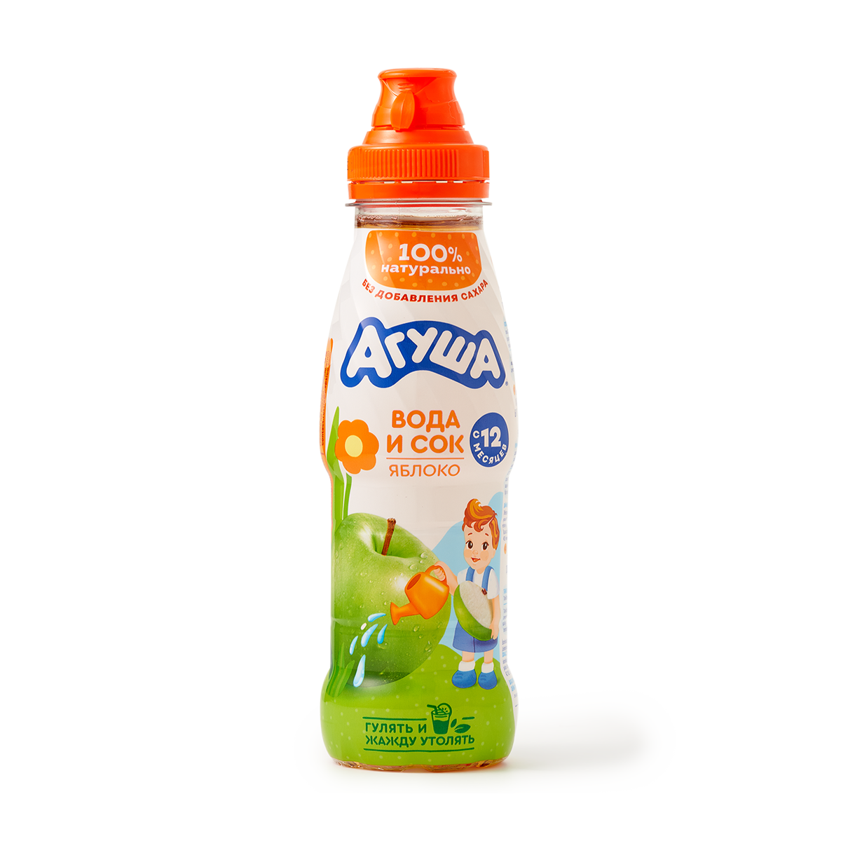 Вода с соком Агуша "Яблоко", для детей от 12 мес, без сахара, 300 мл