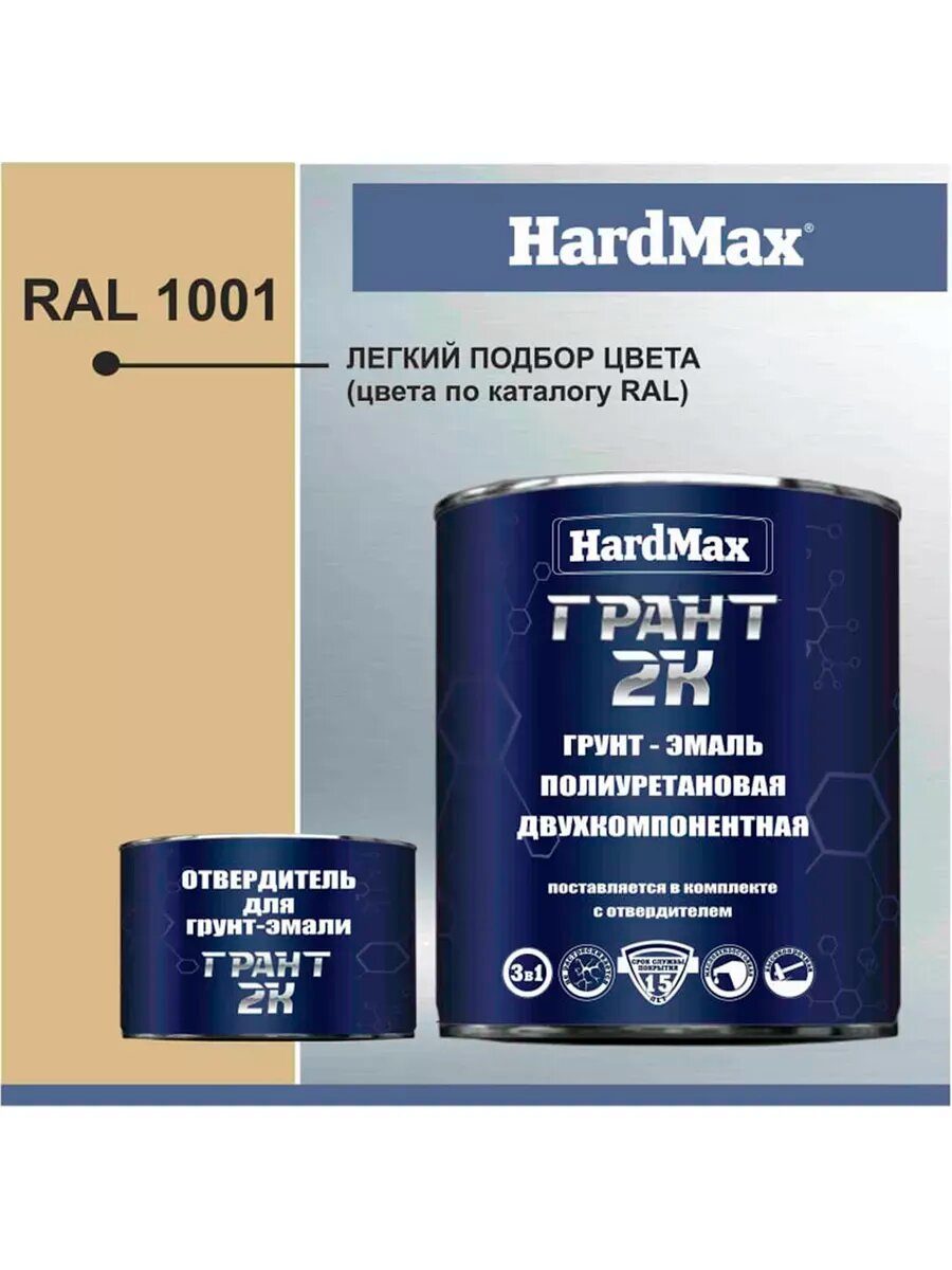 Грунт-Эмаль полиуретановая, RAL 1001, 2К, 1,9кг + 0,29кг