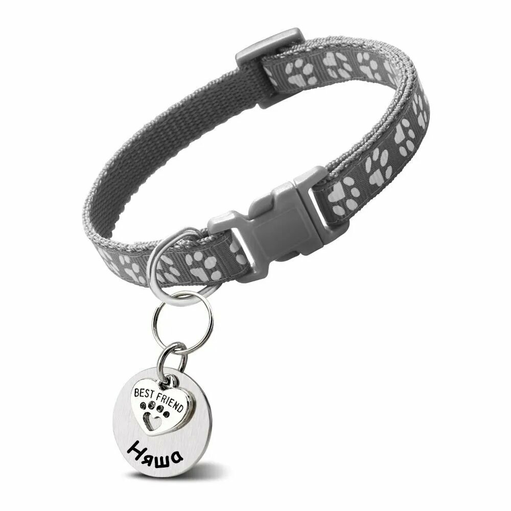 25 мм Адресник из нержавеющей стали с регулируемым ошейник и подвеской, Матовый с гравировкой