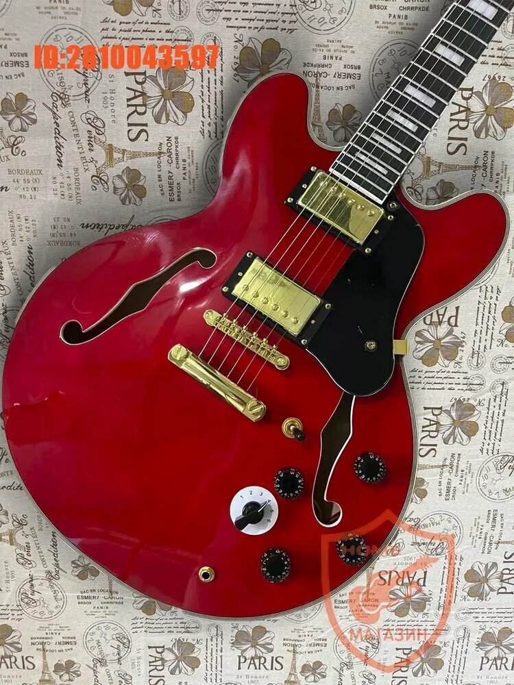 Электрогитара Джазовая полупустотелая gibso 6-струнная 39"