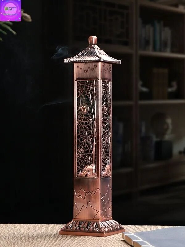 WQT медная скульптура башни, 27.5x7cm, для благовоний, винтажный стиль