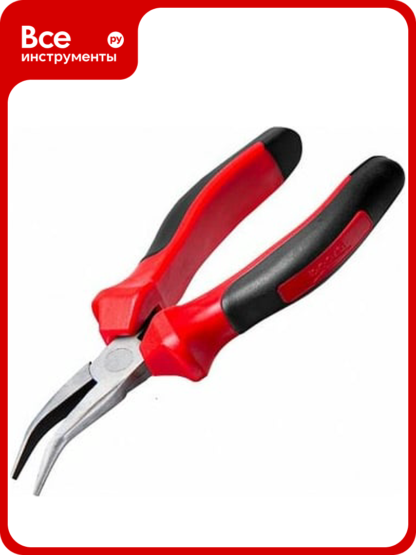 Тонкогубцы BEOROL мини с изогнутыми губками, двухкомпонентными рукоятками, из углеродистой стали, с возвратной пружиной