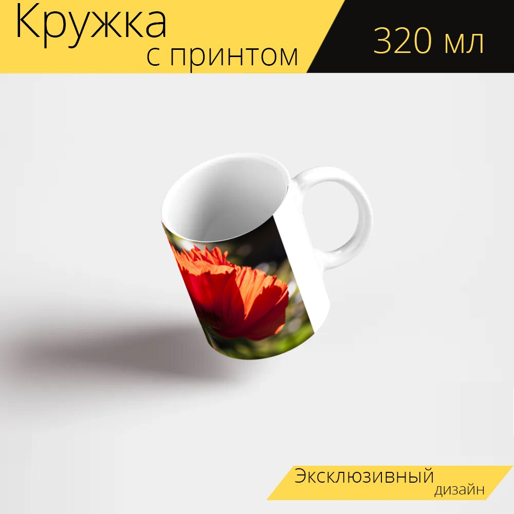 Кружка с рисунком, принтом "Декоративные маки, полурозеточное растение, цветок" 320 мл.