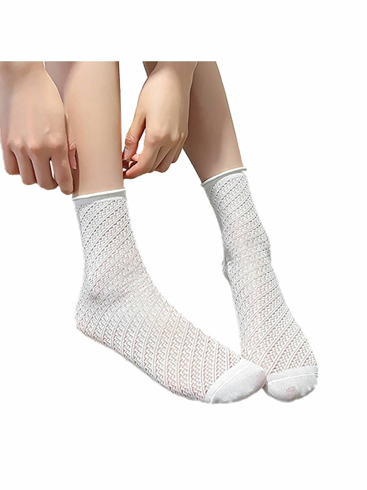 Женские японские полупрозрачные гольфы с узором, H - образный рисунок