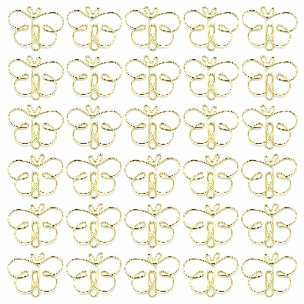 Бабочка-зажим металлический 38x32 мм, 30 шт, Золото
