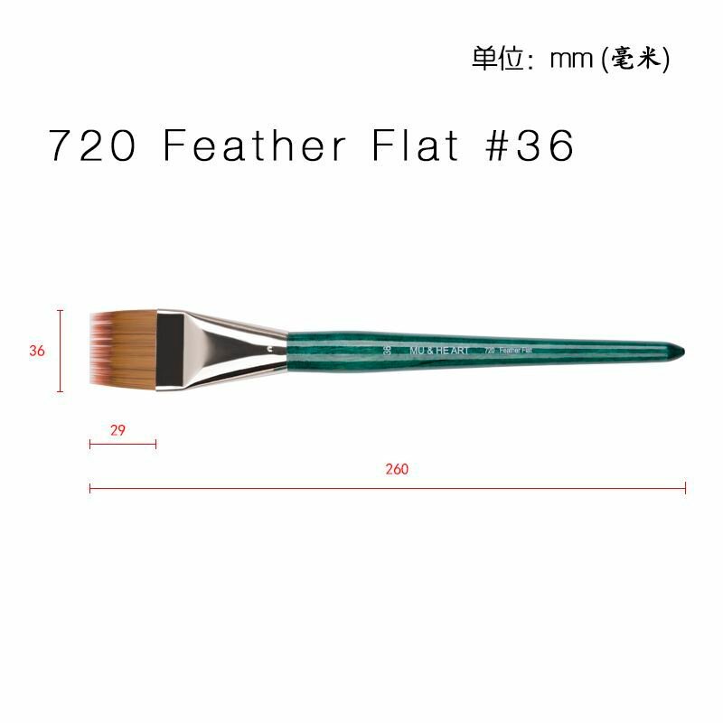 Нейлоновые щетинки, имитирующие перья, двухслойная плоская мягкая кисть для гуаши, акварели и традиционной китайской живописи, натуральная текстура 720F.