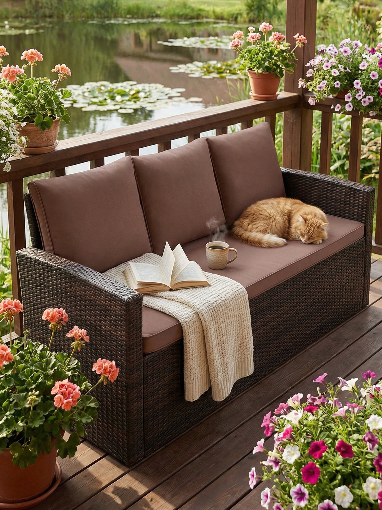 Диван 3-х местный из искусcтвенного ротанга Римини диван (Rimini sofa), шоколад