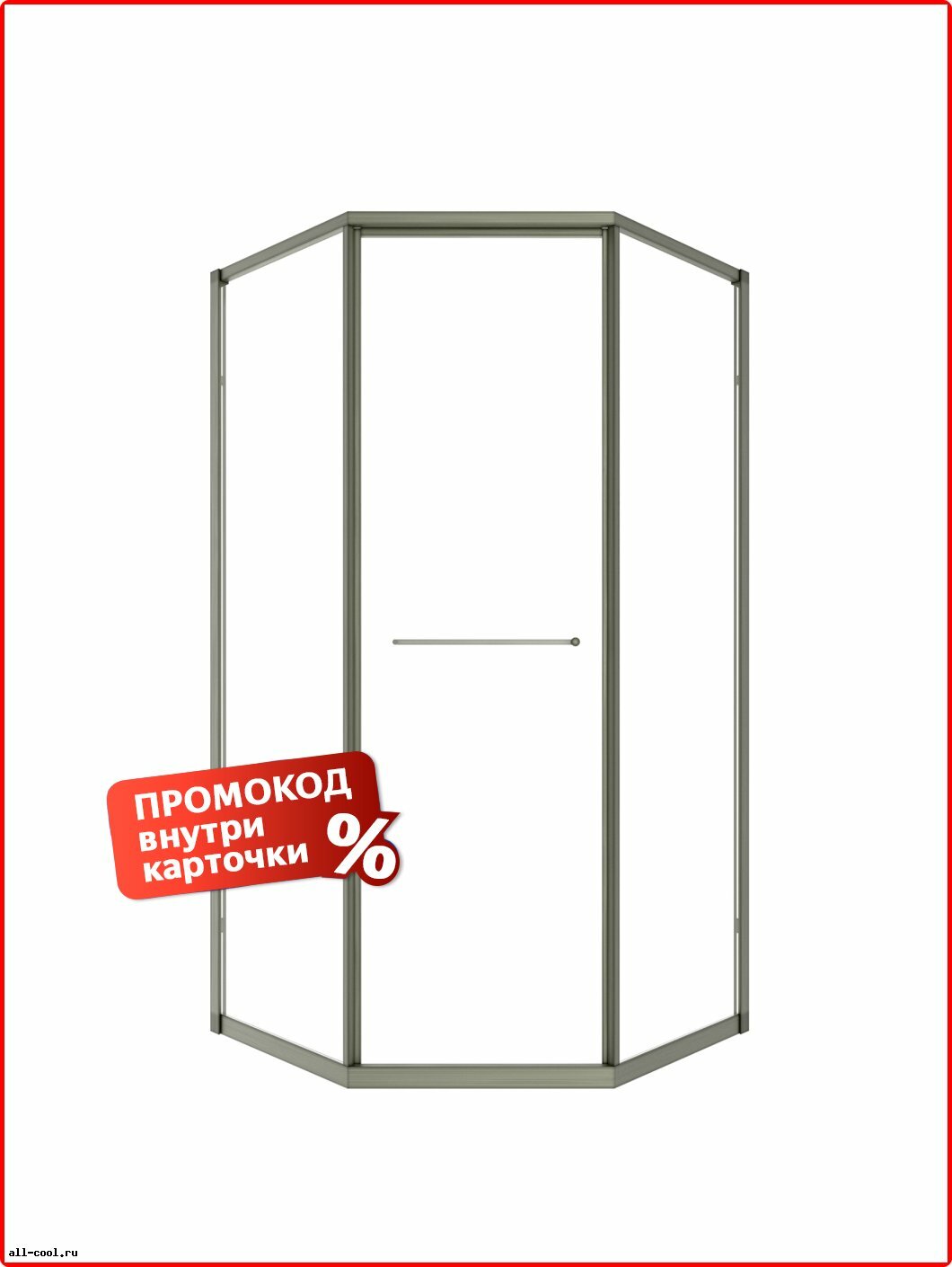 Душевой уголок Timo Vittorio 100x100, пятиугольная, прозрачное, серебристый, раздвижные, без поддона в комплекте, левосторонний