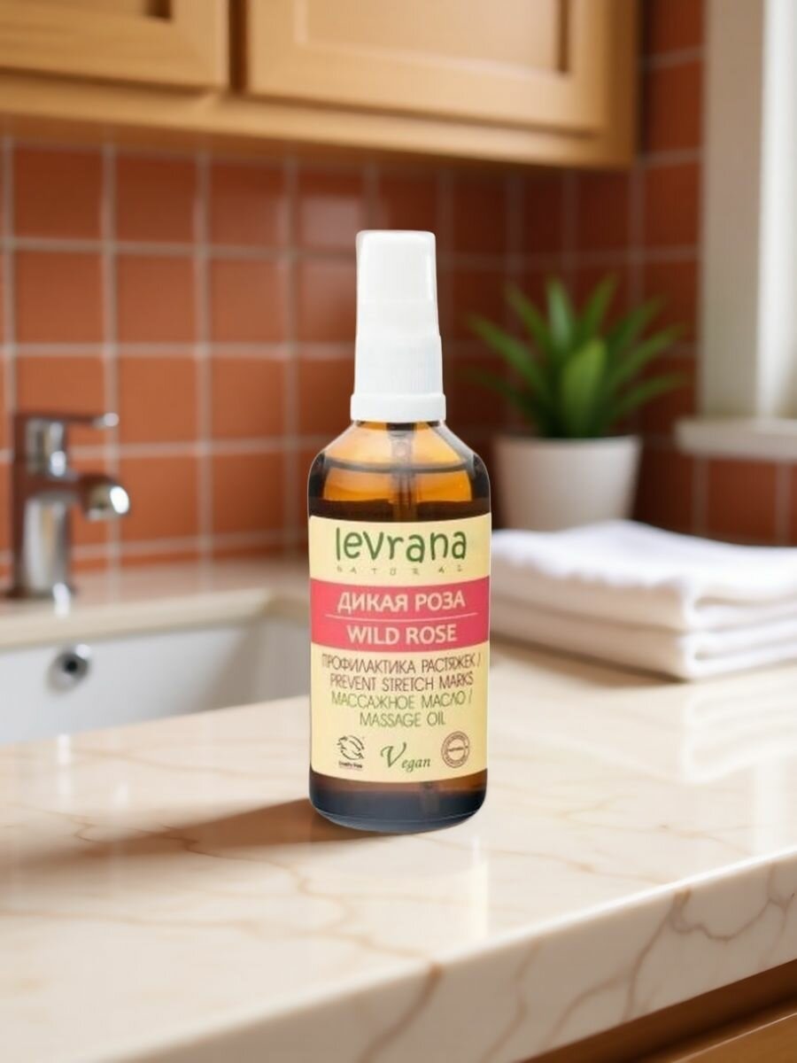 Леврана, Массажное масло Дикая Роза профилактика растяжек, 100мл