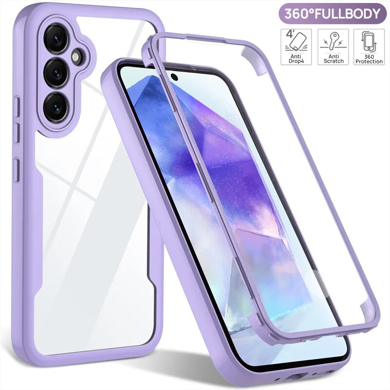360-защитный чехол с полным покрытием для Samsung Galaxy A55 A54 5G A35 A25 A15 A14 A24 A34 A53 A73 A33 A23 A13 A52S A32 A22 A12 Cover