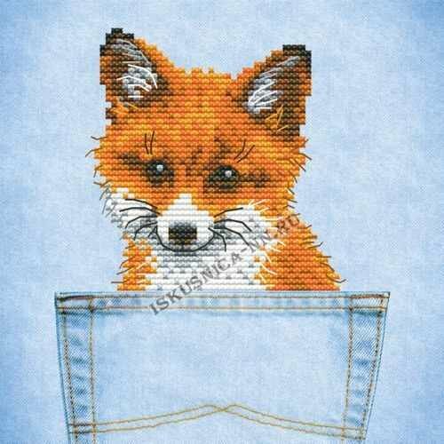 Набор для вышивки "Лисенок" ВК19, на водорастворимой канве, Искусница