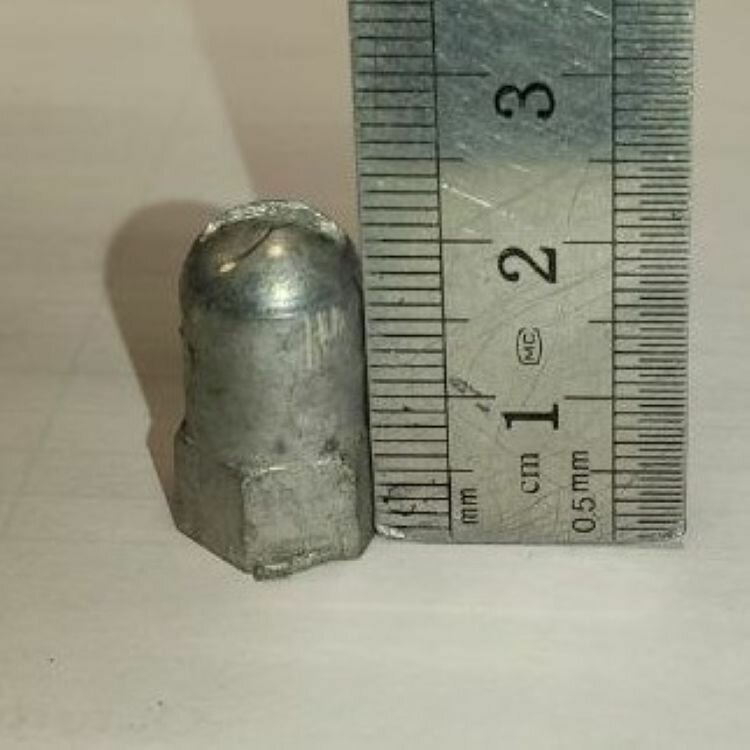 Гайка колпачковая М8х1,25мм стальная колеса рабочего-крыльчатки насоса воды КАМА агидель