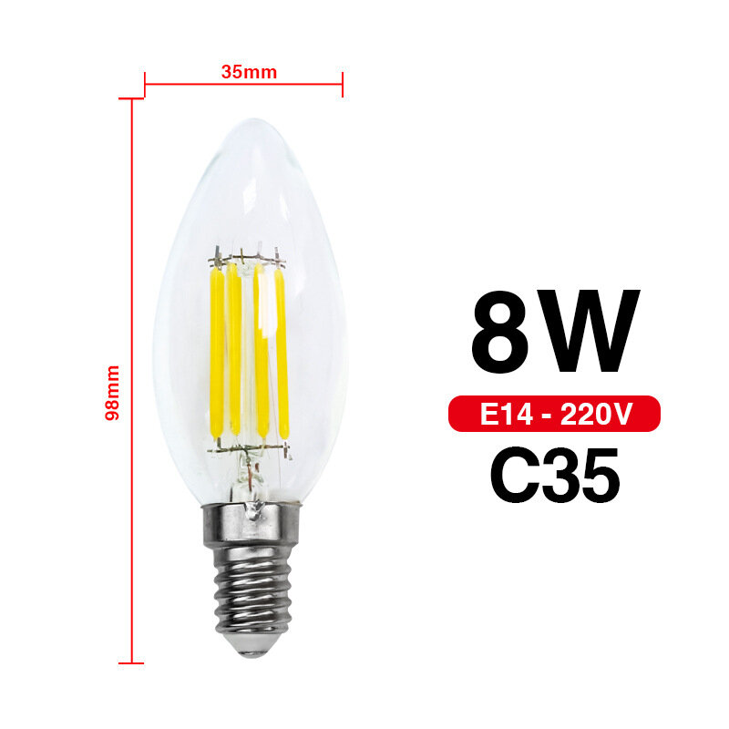 Кросс-бордер Эдисон LED лампа с нитью накаливания энергосберегающая лампа E27 с винтовым основанием прозрачное стекло ретро E14 лампа для освещения гостиной