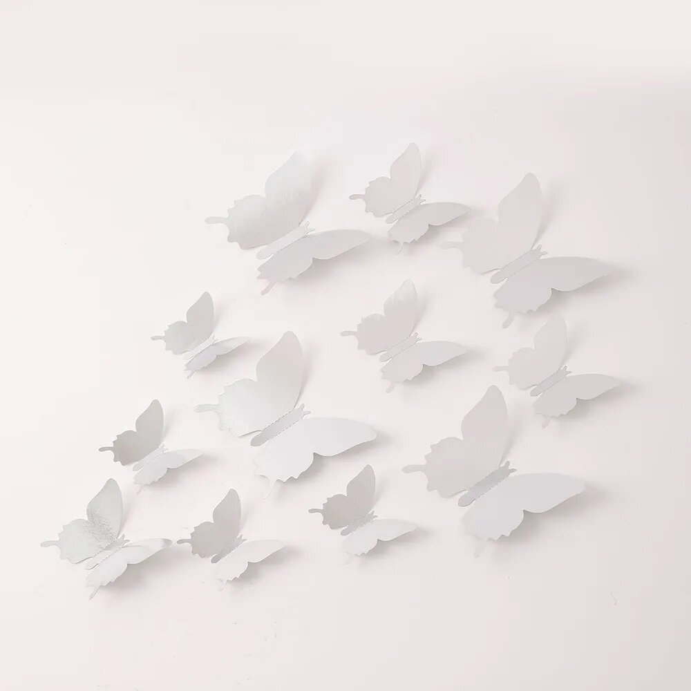 Наклейка на стену 3D Бабочка, ПВХ, для внутреннего и наружного декора 12 шт.