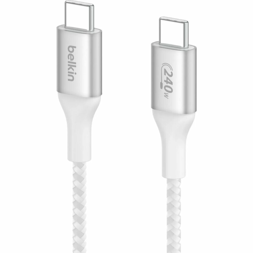 Кабель Belkin (CAB015bt1MWH)BoostCh.240W PD USB-C/USB-C Braided 1м бел, 2438657