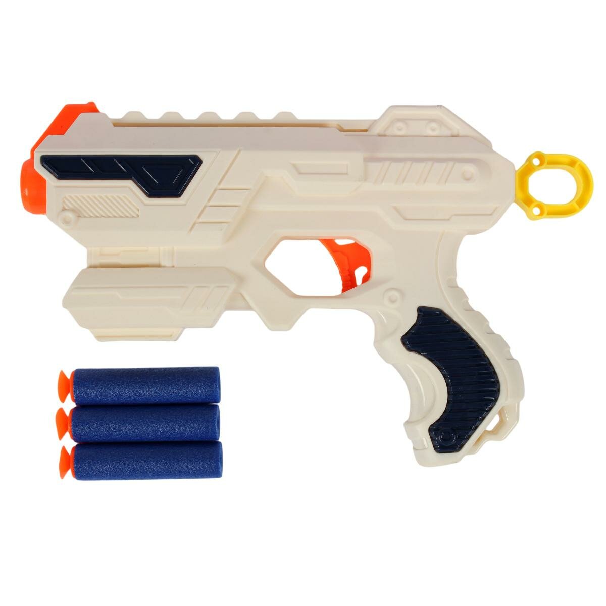 Игрушечный пистолет с мягкими пулями, 21.5см, пластик, цвет белый/синий