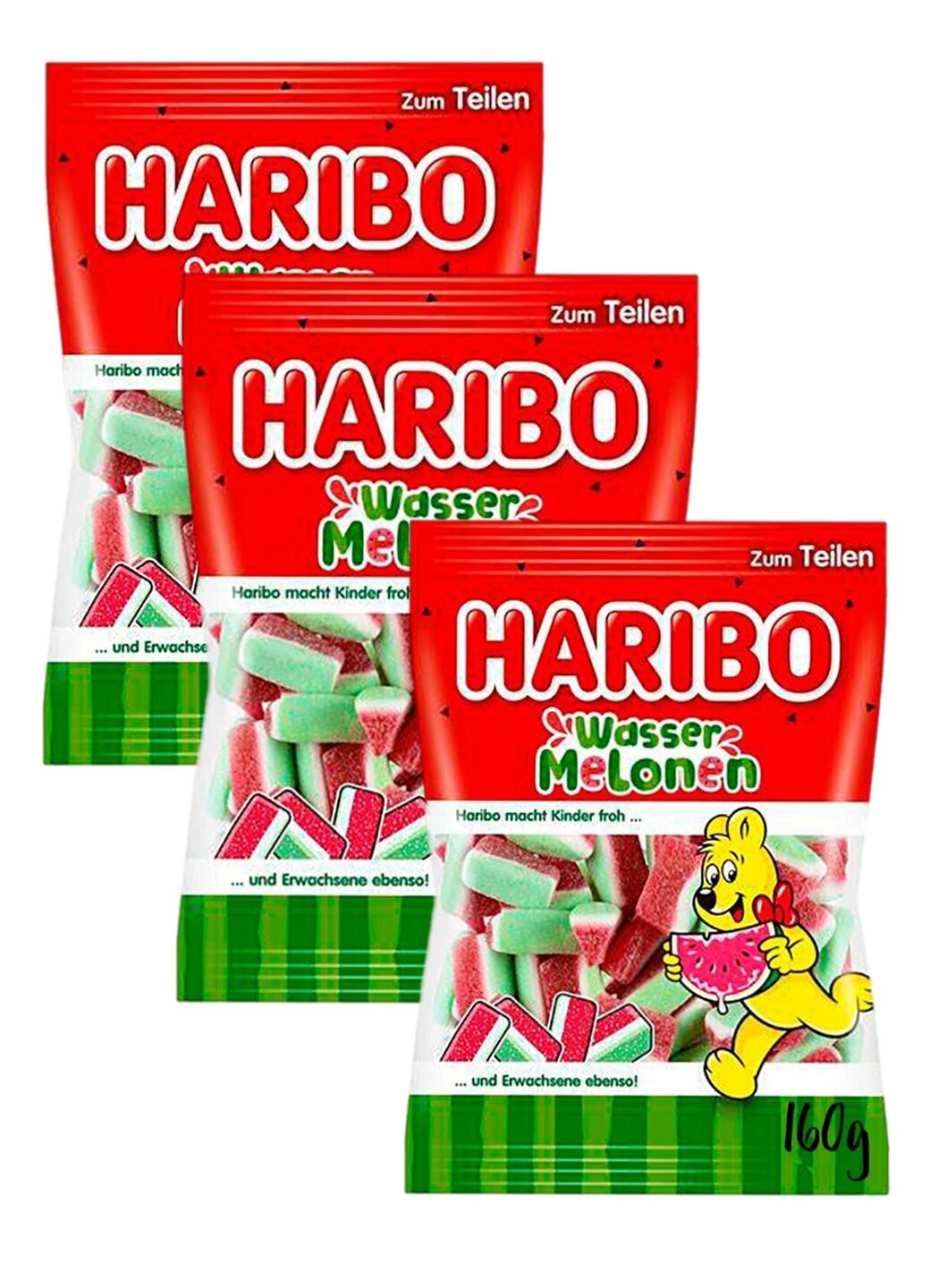 Мармелад Haribo WasserMelonen, Харибо арбуз, 160 гр х 3 шт (Германия)