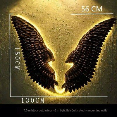 Настенный декор в индустриальном стиле лофт: ретро-крылья из железа для офиса, бара, модный фон для стены Черные
