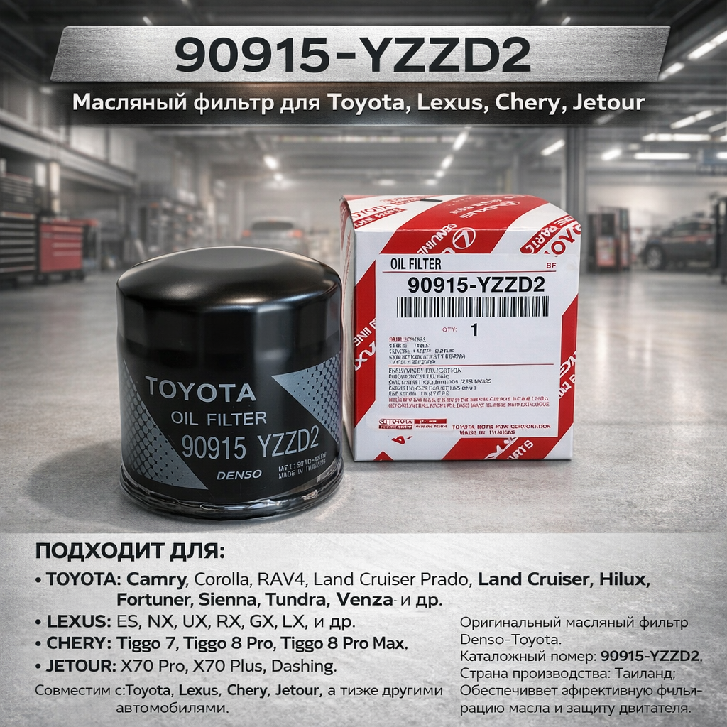 Масляный фильтр 90915-YZZD2 для Toyota и Lexus, совместим с Chery и Jetour