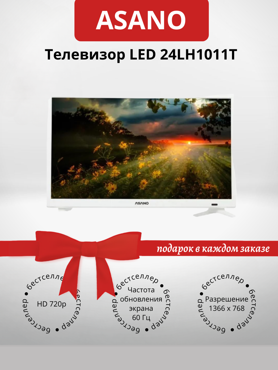 Телевизор LED Asano 24LH1011T(белый) (+подарок)