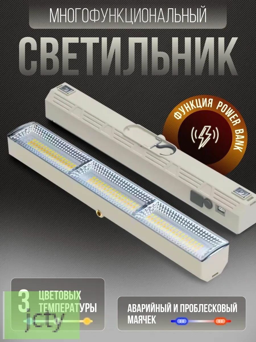 Светильник переносной, светодиодный, многофункциональный, на магните с функцией повербанк