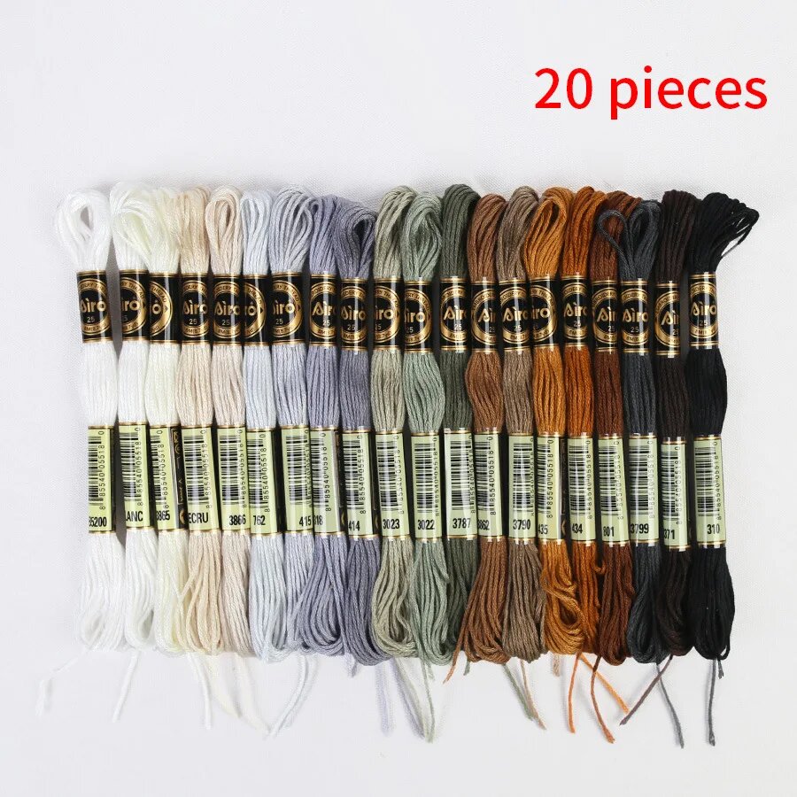 Набор нитей для вышивки, 20 шт, Grey A