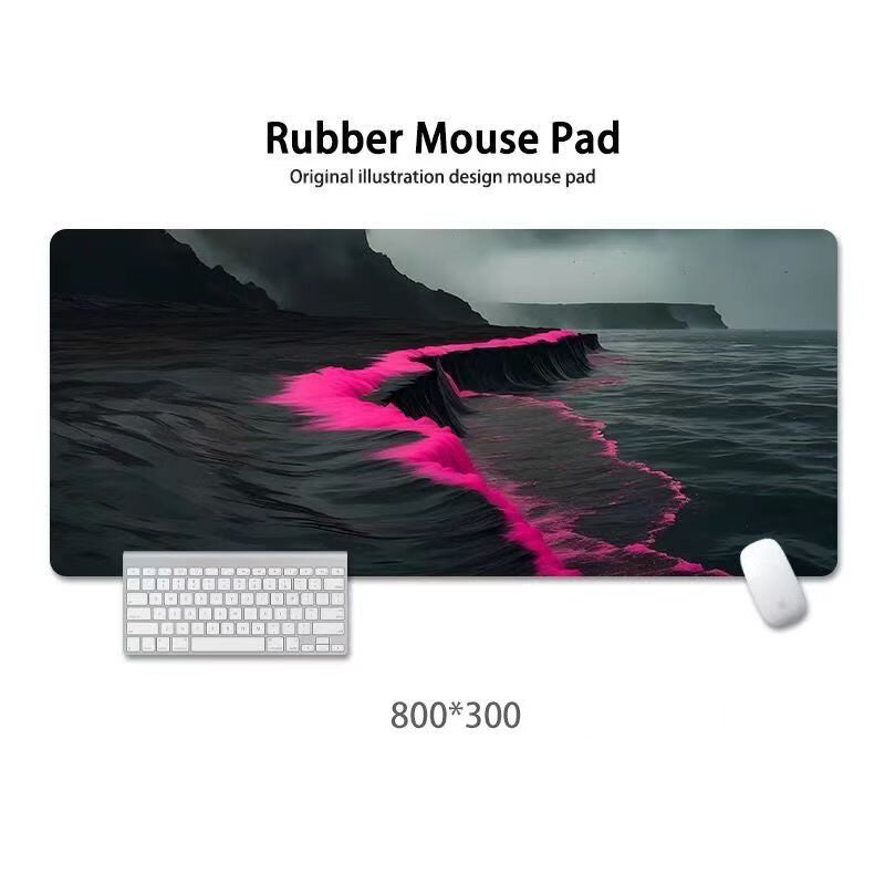 Игровой коврик для мышки, большой черный с узором. Размер 80х30x0.3