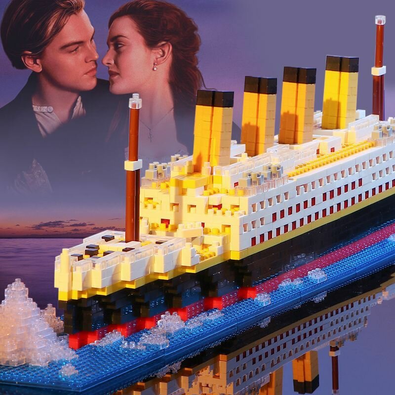 Модель корабля "Титаник", игрушка из строительных блоков, Свободная световая полоса