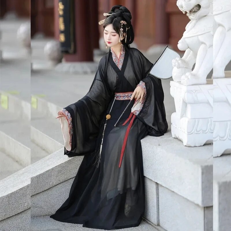 Женский ханьфу WYLQECHO, зеленый, черный Черный, S, black 2pcs no Pendan