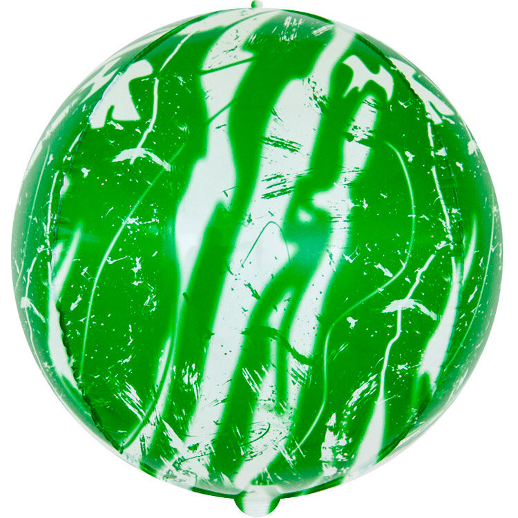 Воздушный шар из фольги. Сфера, Мрамор, Зеленый, Агат 3D (22'/56 см, CHN)