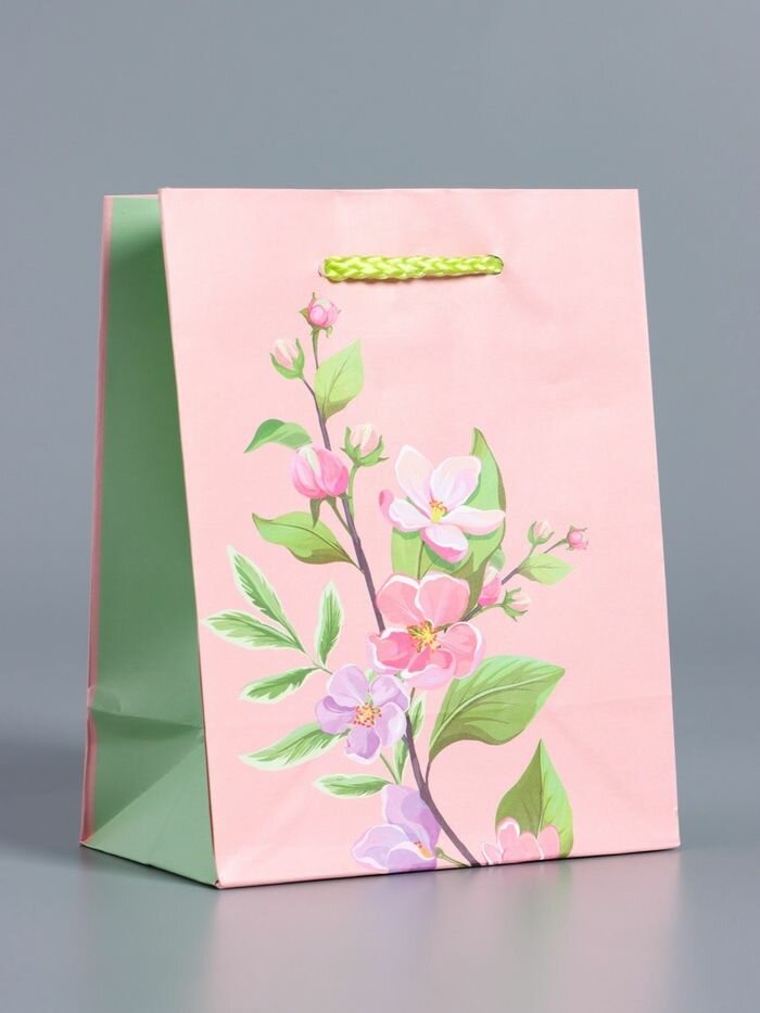 Пакет подарочный ламинированный Нежный комплимент , нежно розовый, 11.5 14.5 6.5 см