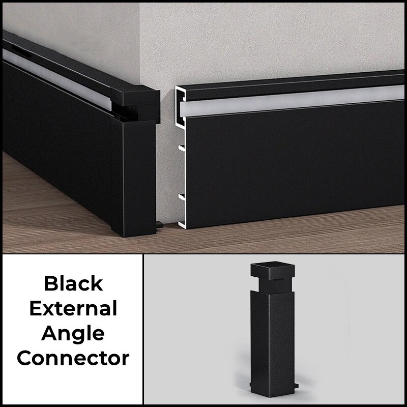 LED плинтус кhelse черный/серый алюминиевый 0.5/1 м Черный, Black External Angle, 1pcs