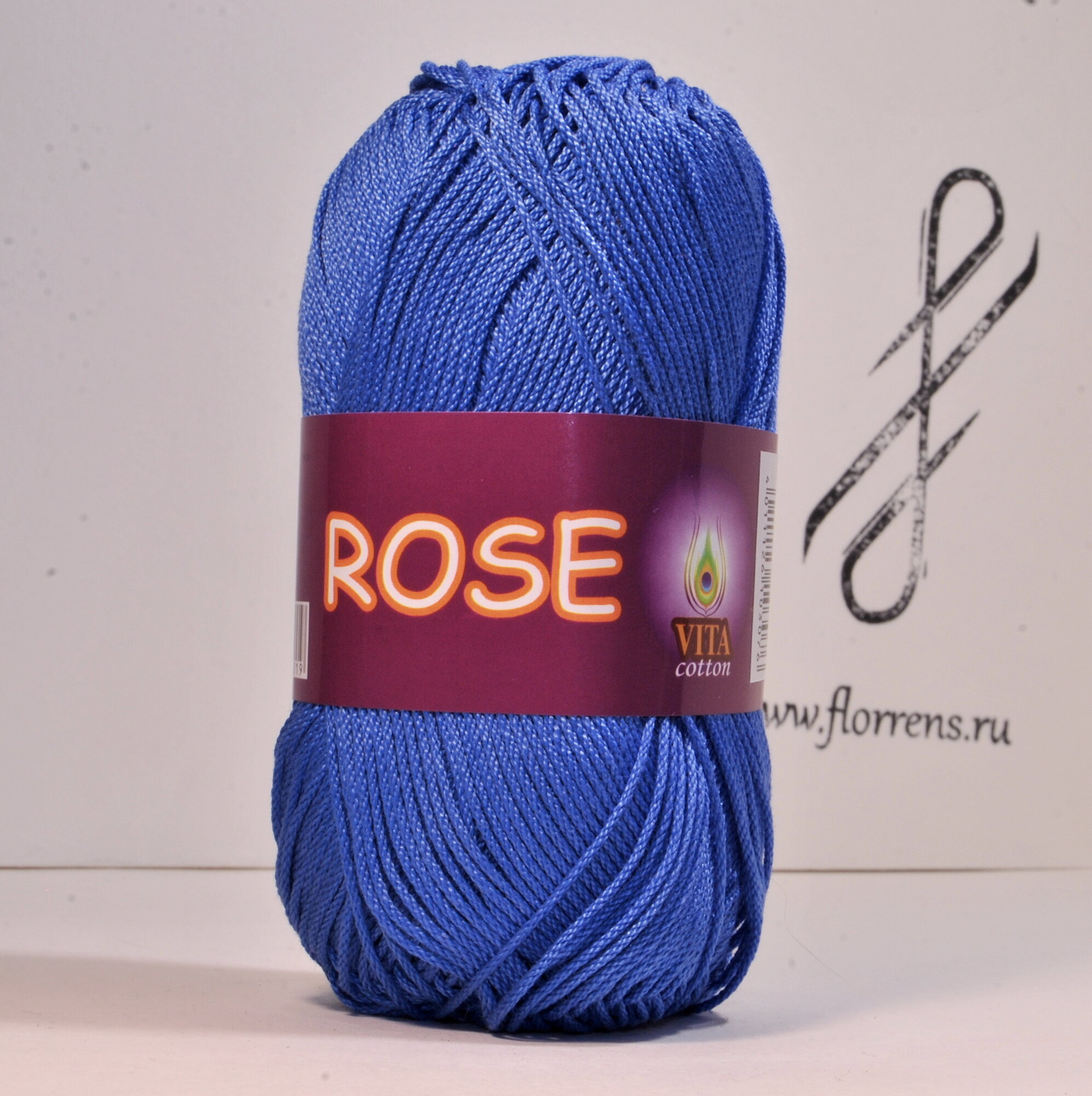 Пряжа Vita Cotton Rose, 3931 синий, хлопок двойной мерсеризации 100%, 50 г, 150 м