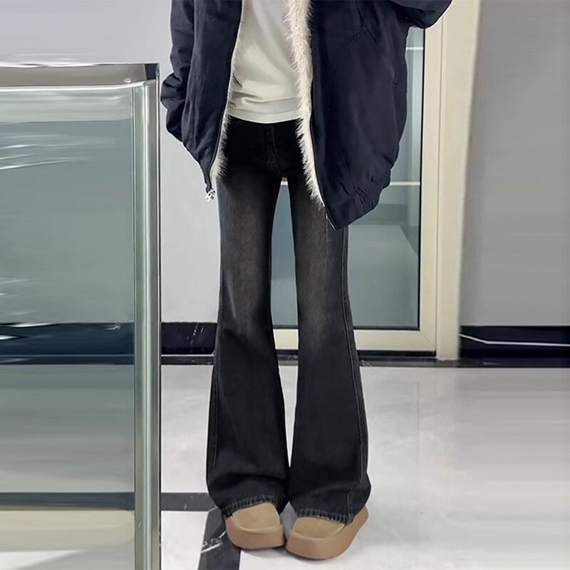 LI Mall Джинсы для любителей камуфляжа полные оливковые карго высоко посадочные деним