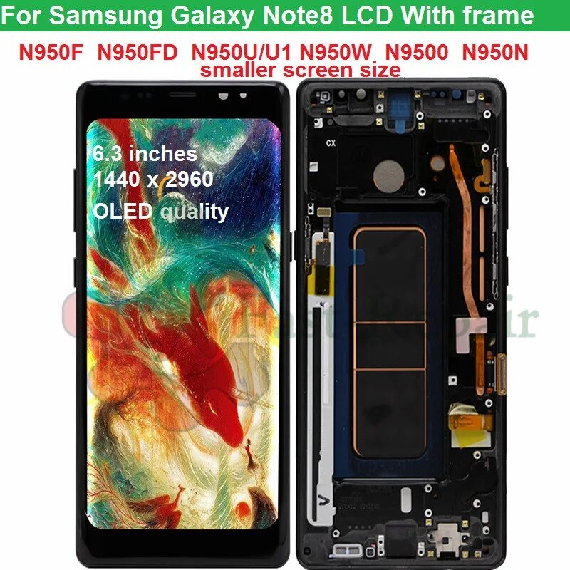 Oled-дисплей 6,3 дюйма для SAMSUNG Galaxy Note 8, ЖК-дисплей N950 N950F, ЖК-дисплей gray with frame