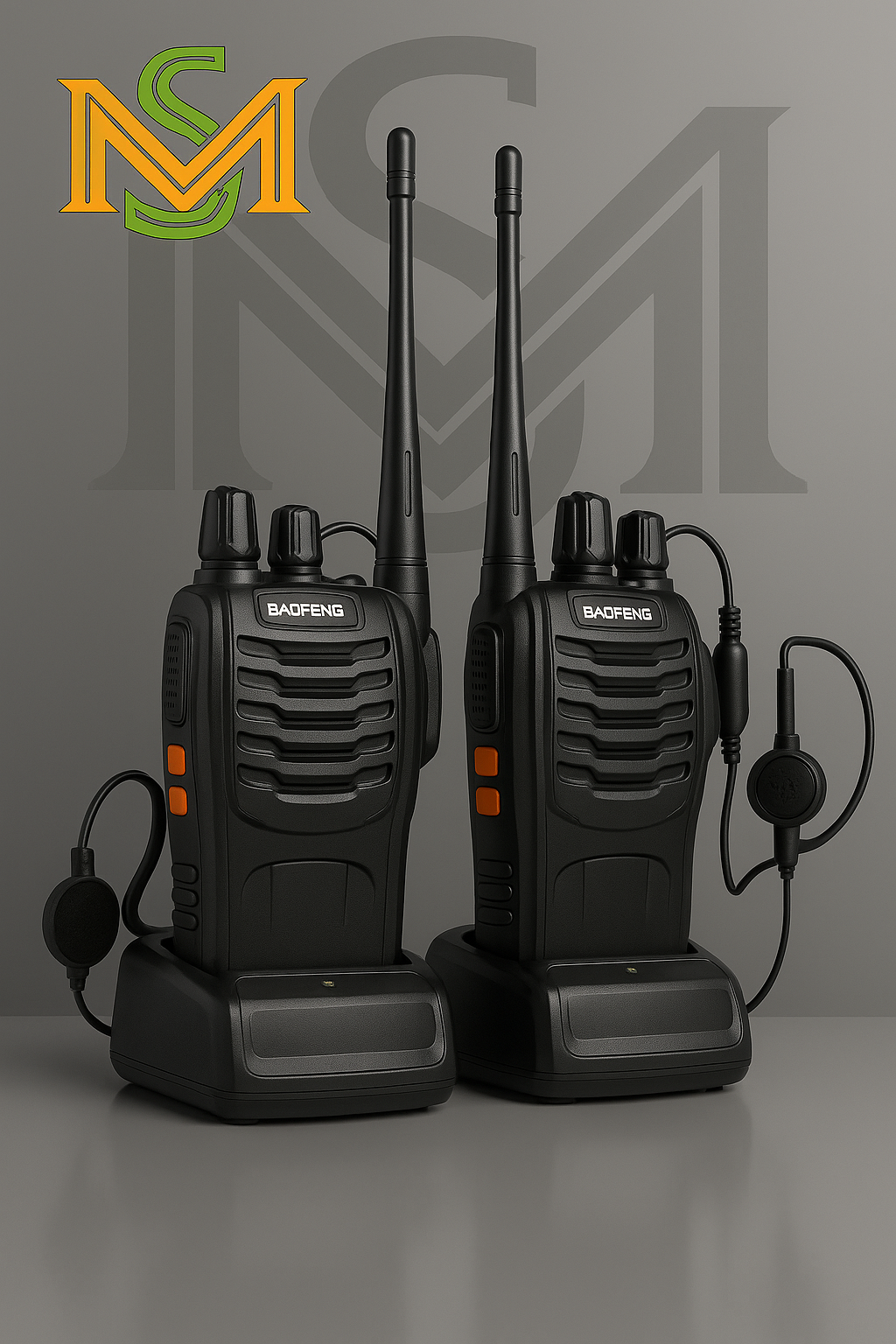 Рация, Портативная радиостанция, Комплект раций с гарнитурой 2шт, для работы, охоты, рыбалки, Черный