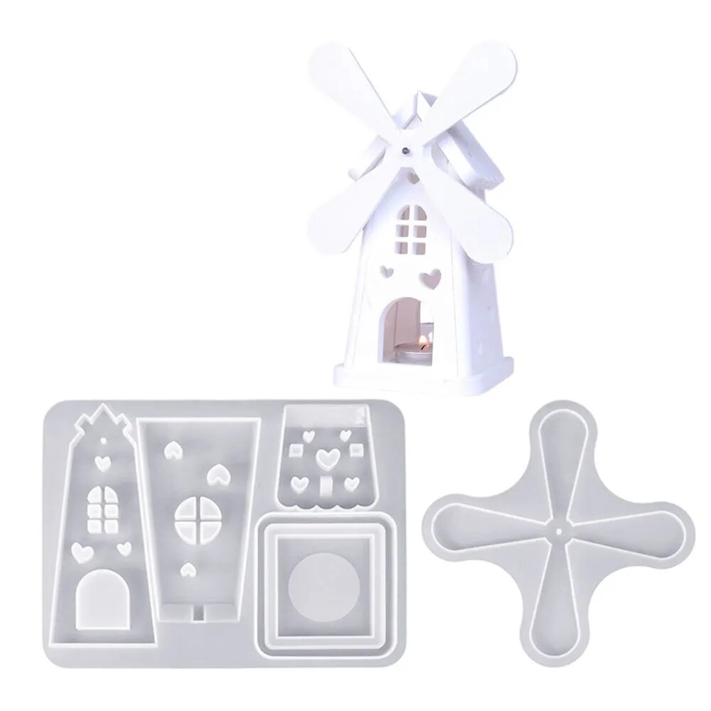 Силиконовая форма для подсвечника с вращающейся ветряной мельницей из эпоксидной смолы diy-love windmill