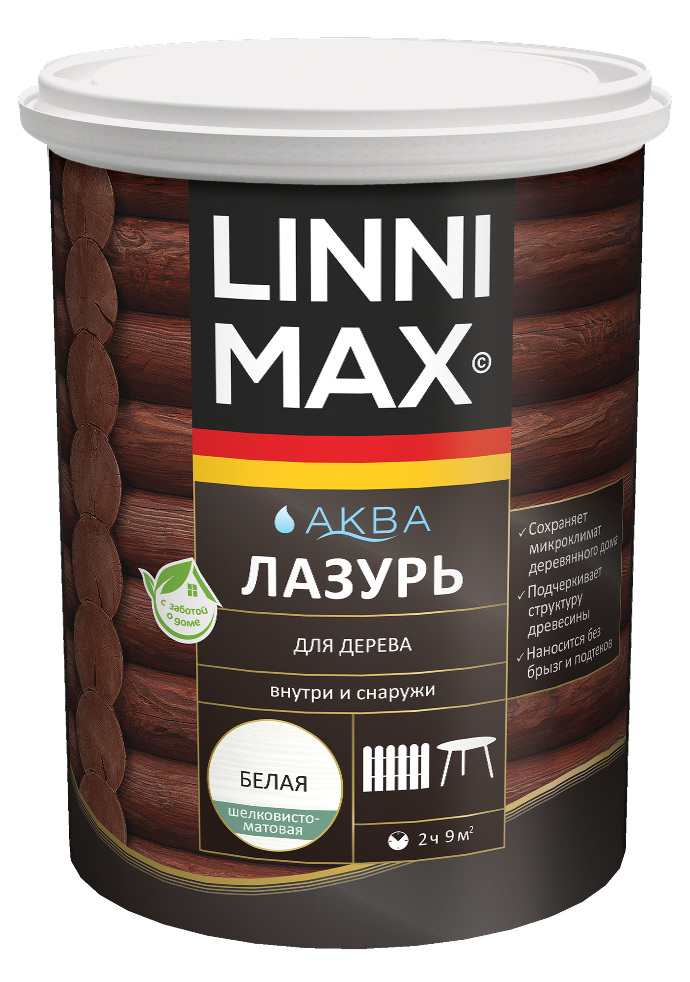 Лазурь LINNIMAX водно-дисперсионная для дерева белый 0,9 л